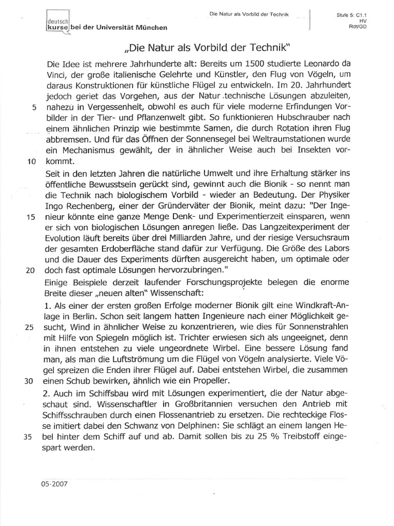 C1.1_Technik_HV_Natur als Vorbild der TechnikText | PDF