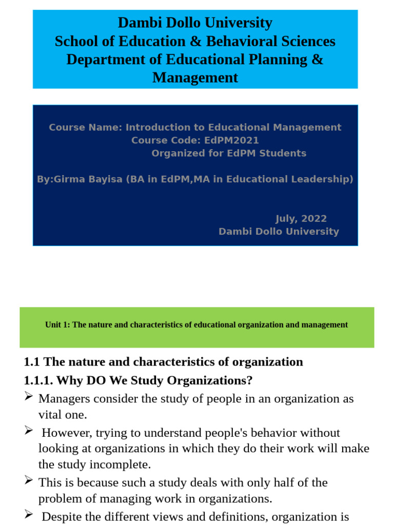 Introduction to Educational Management | PDF | System | Leadership