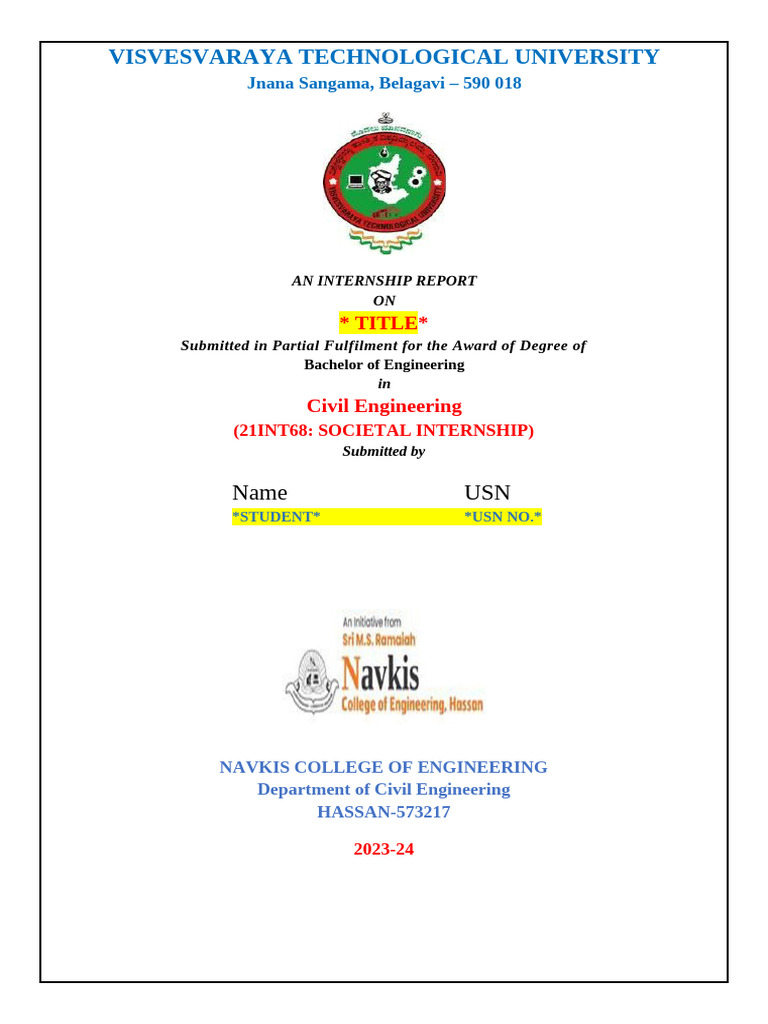 Civil Engineering Societal Internship Report | PDF