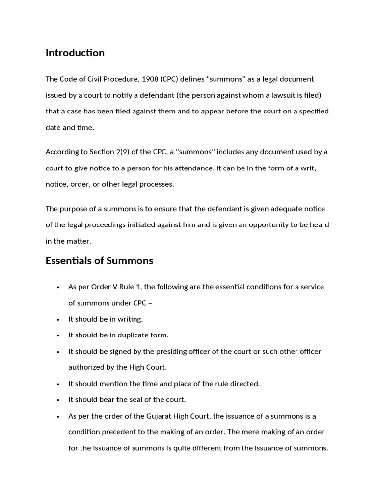 Cpc | PDF | Summons | Complaint