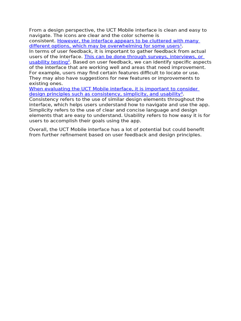 UCT Mobile Interface Design Evaluation | PDF