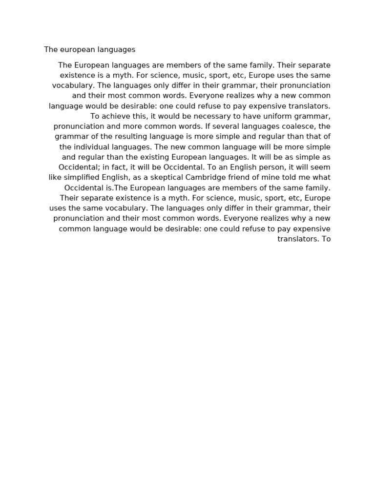 Coalescing European Languages | PDF