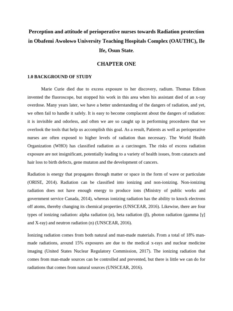 Perception Towards Radiation Protection Among Nurses | PDF | Ionizing Radiation | Radiation