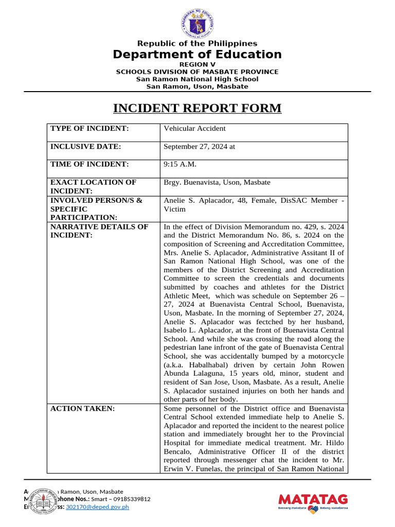 Incident Report With Sig | PDF