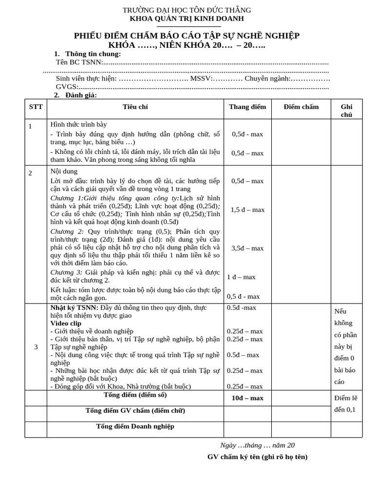 Phieu Cham Diem BC TSNN - GV | PDF