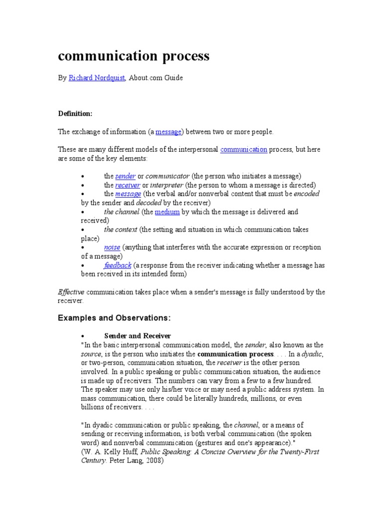 Communication Process Model | PDF | Nonverbal Communication | Communication
