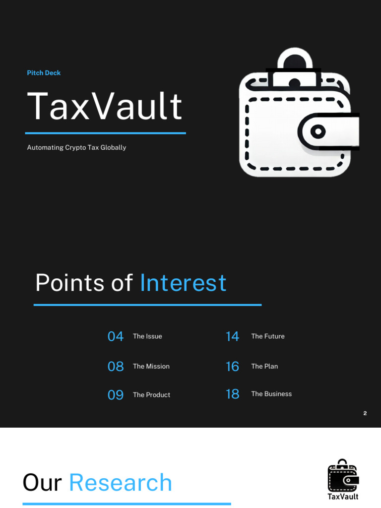 TaxVault Pitch Deck | PDF | Cryptocurrency | Taxes