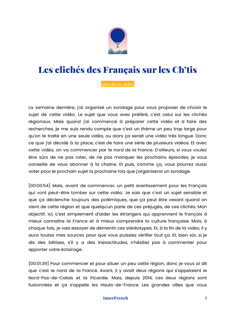 Clichés des Français sur les Ch’tis | PDF | Révolution industrielle ...
