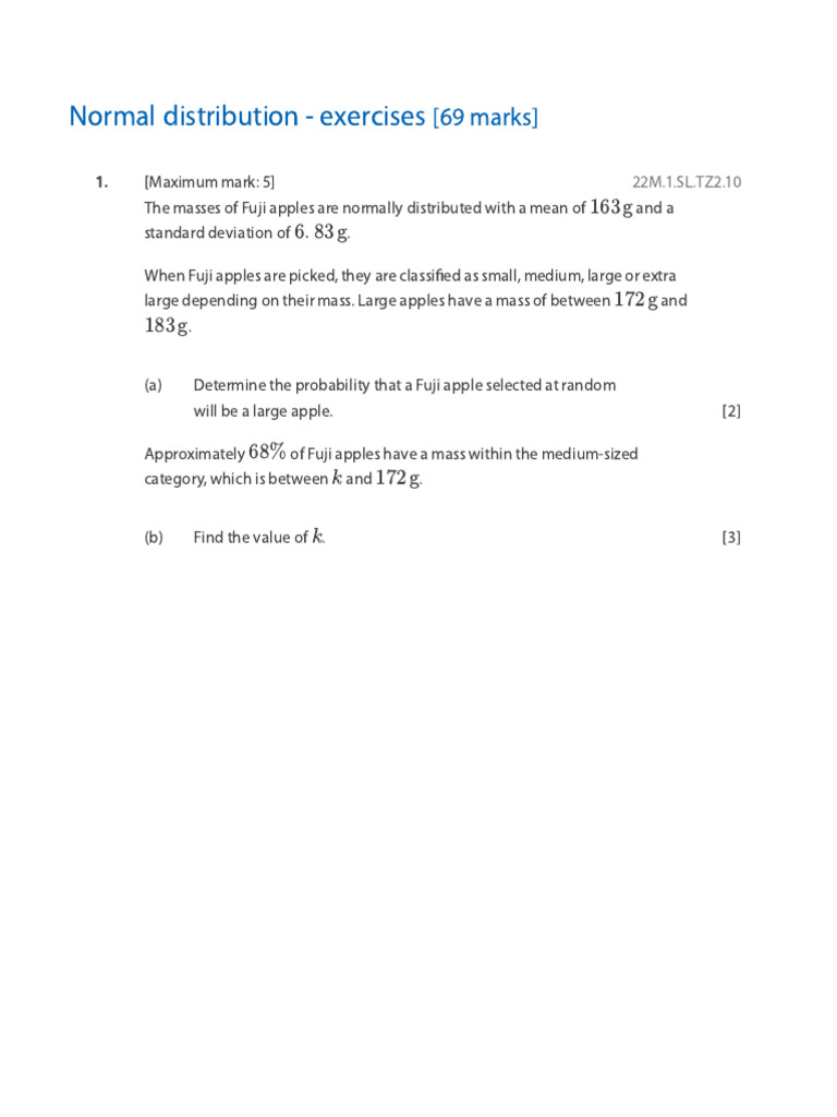 Normal Distribution - Exercises | PDF | Normal Distribution | Standard Deviation