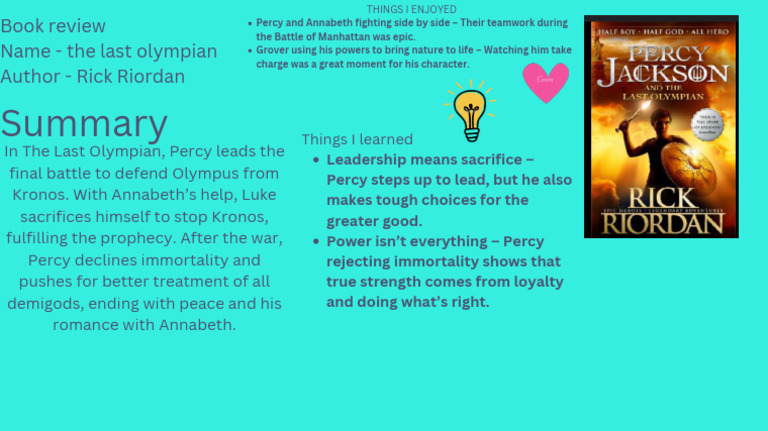 Book Review Name - The Last Olympian Author - Rick Riordan - 20250228 ...