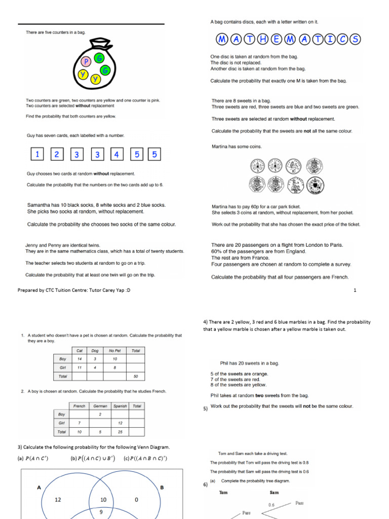 Y10 MM CH 8 Conditional Probability Worksheet (Extra) | PDF