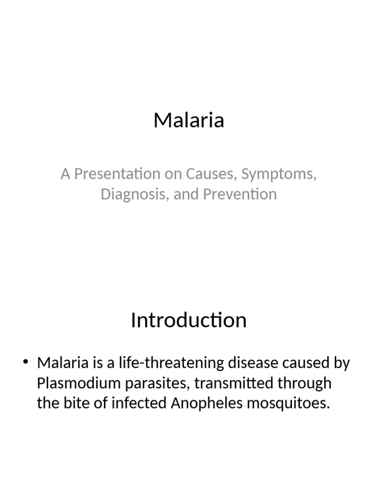 Malaria: Causes, Symptoms, and Prevention | PDF