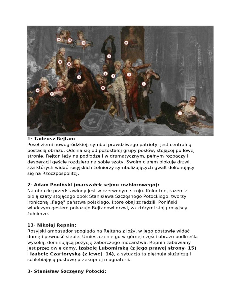 Opis Obrazu - Upadek Polski (Jana Matejki) | PDF