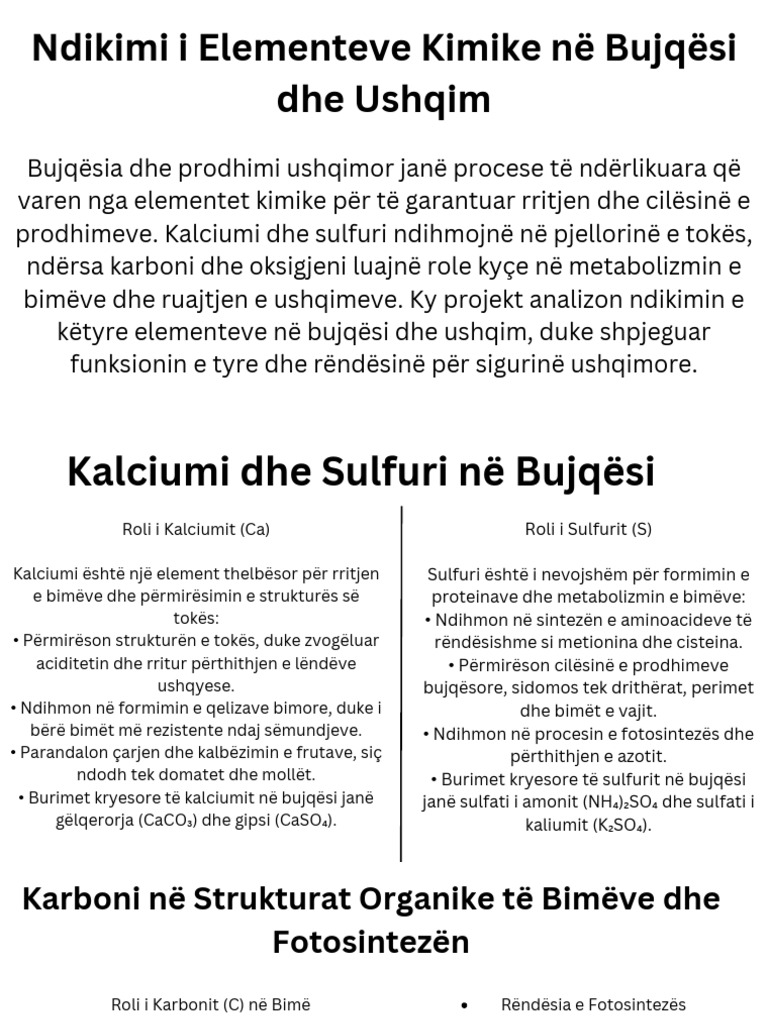 Ndikimi I Elementeve Kimike Në Bujqësi Dhe Ushqim PDF | PDF