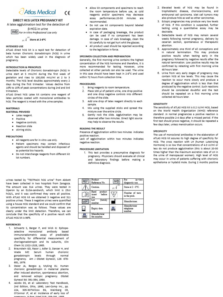 HCG Latex Package Insert | PDF | Human Chorionic Gonadotropin | Luteinizing Hormone