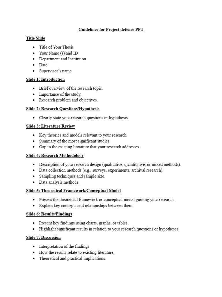 Project Defense PPT Guidelines | PDF