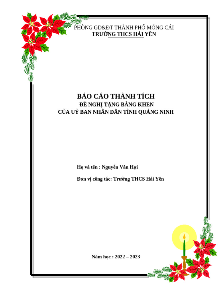 BCTT Ca Nhan - BK UBND Tinh 2022-2023 (Hoi) | PDF