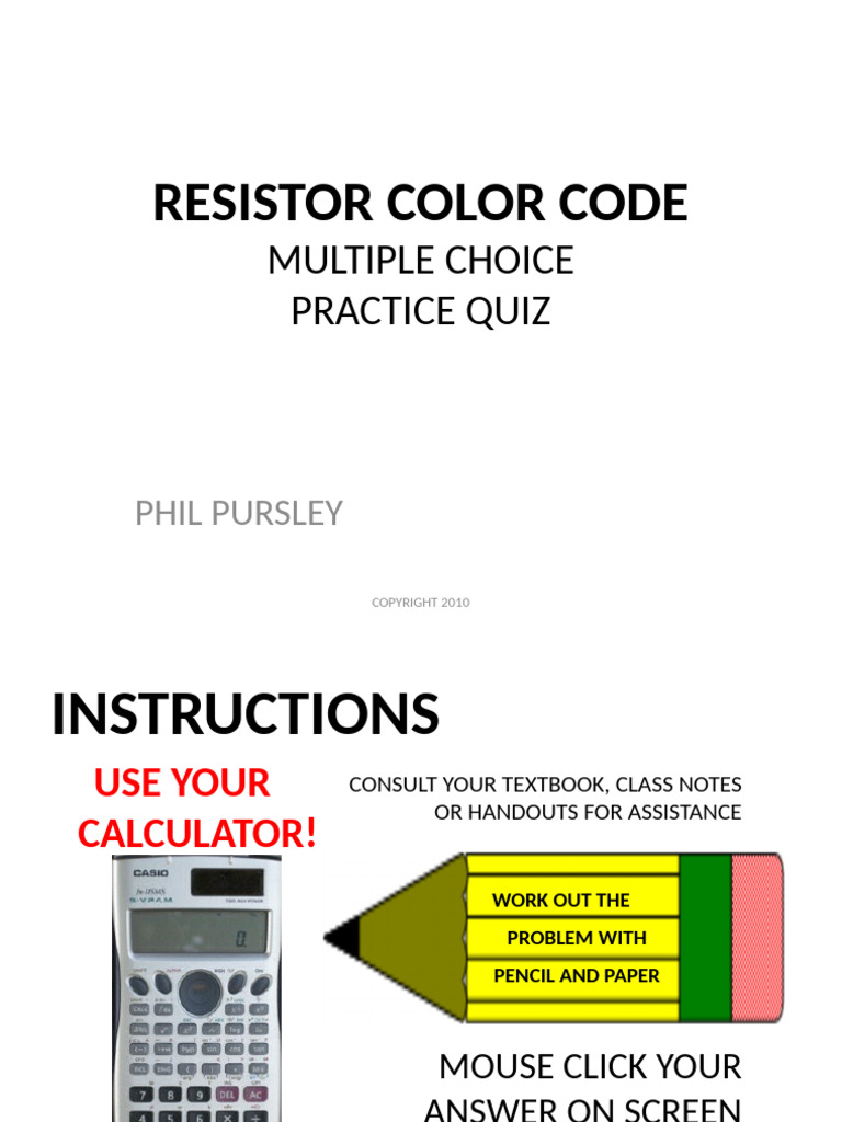 Resistor Color Code Multiple Choice Practice Quiz Master | PDF ...
