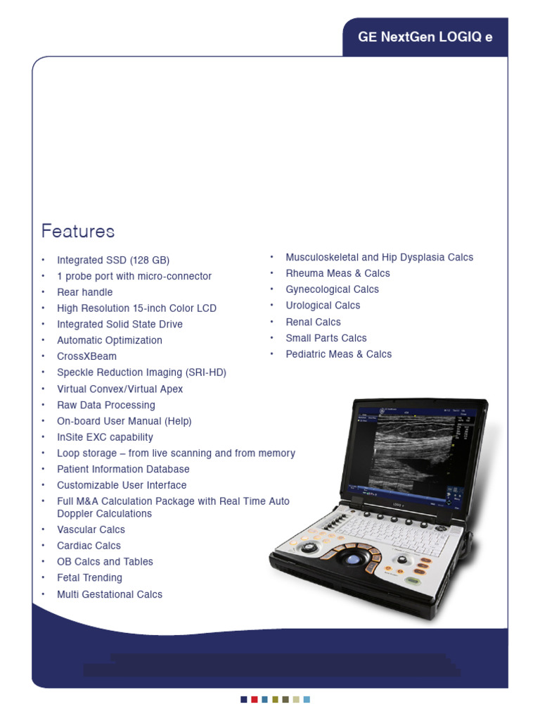 GE NextGen LOGIQ e Specifications | PDF
