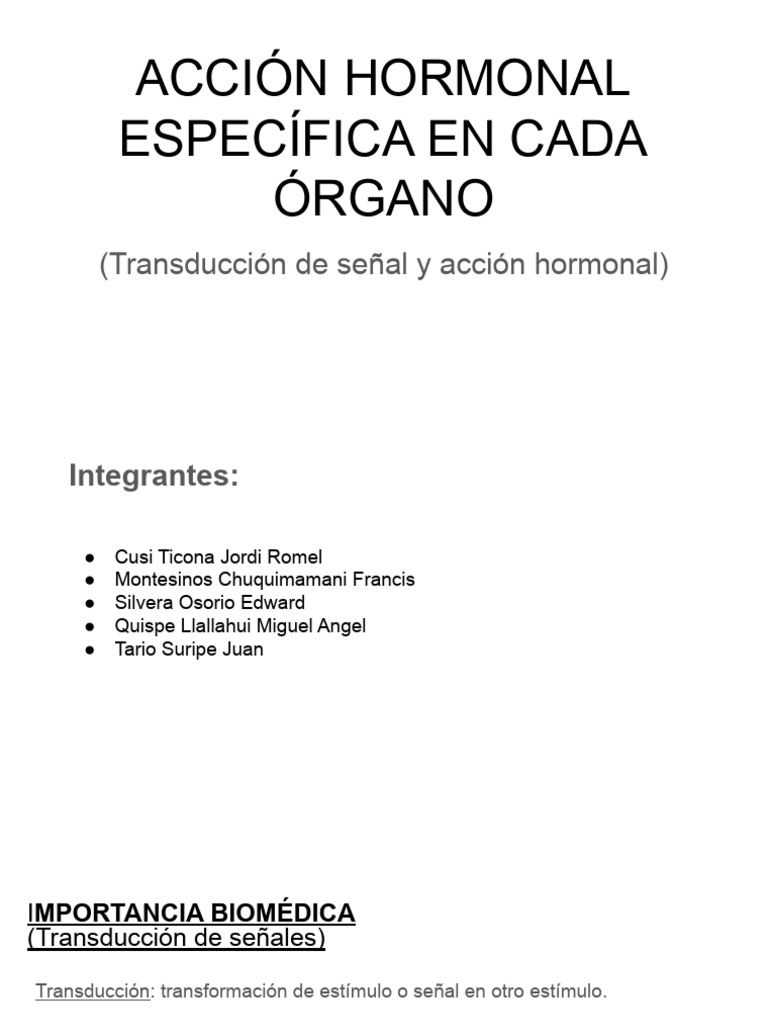 Acción Hormonal Específica en Cada Órgano | PDF