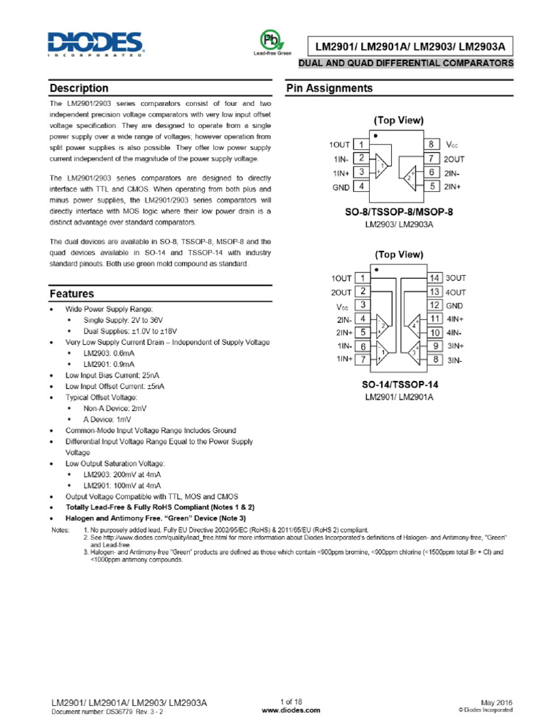 LM2901 Comparador Datasheet 30v | PDF