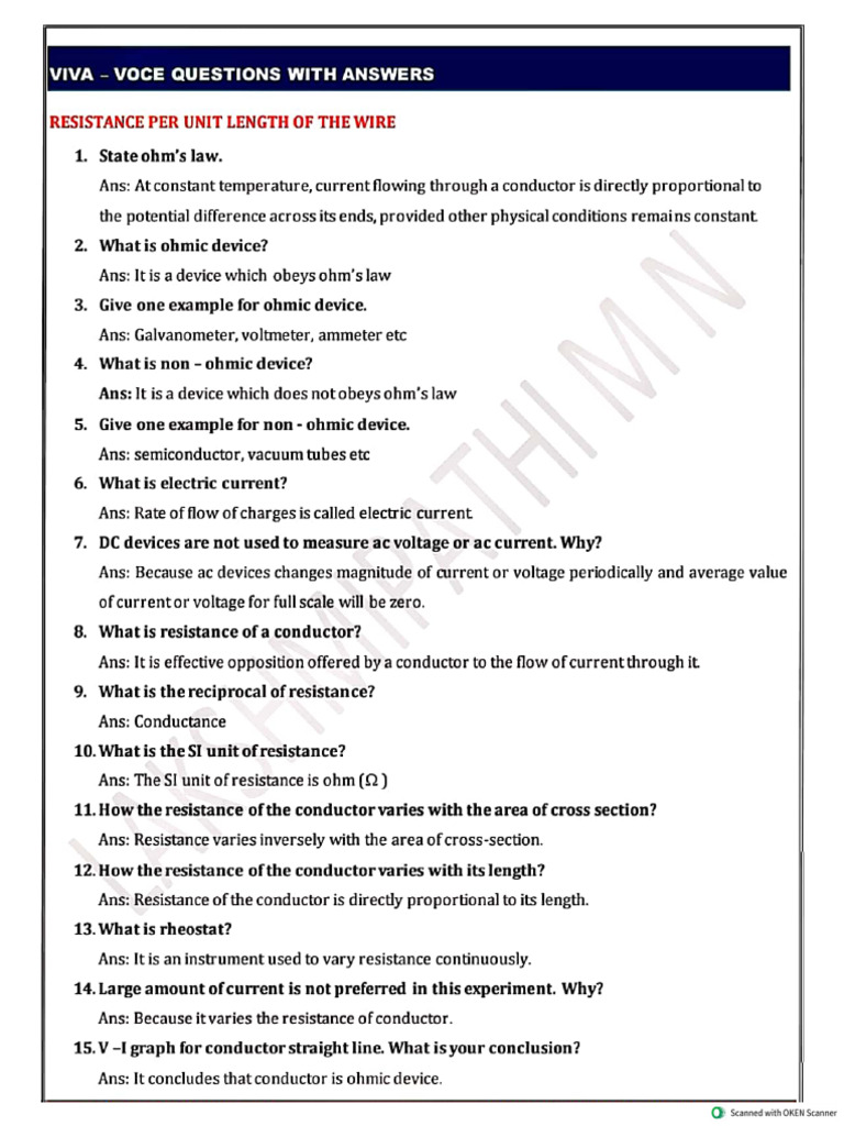 Class Xii Physics Viva - Voce | PDF