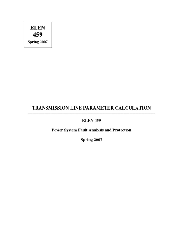 Transmission Line Parameter Calculation | PDF | Inductance ...