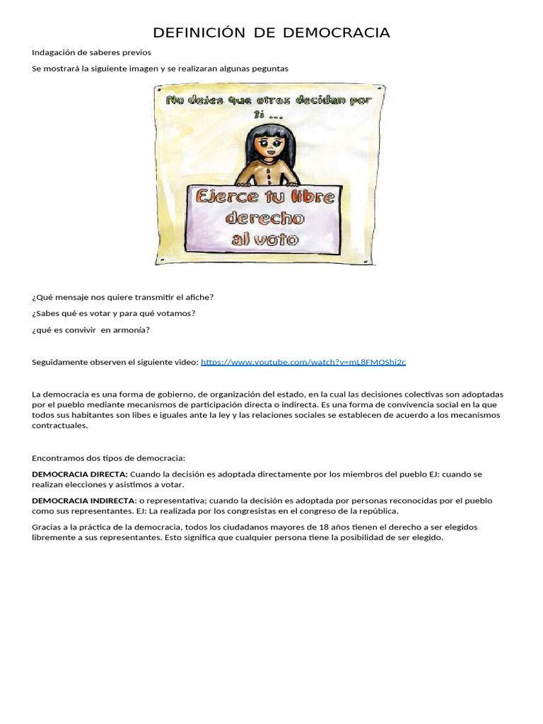 DEFINICIÓN DE DEMOCRACIA | PDF