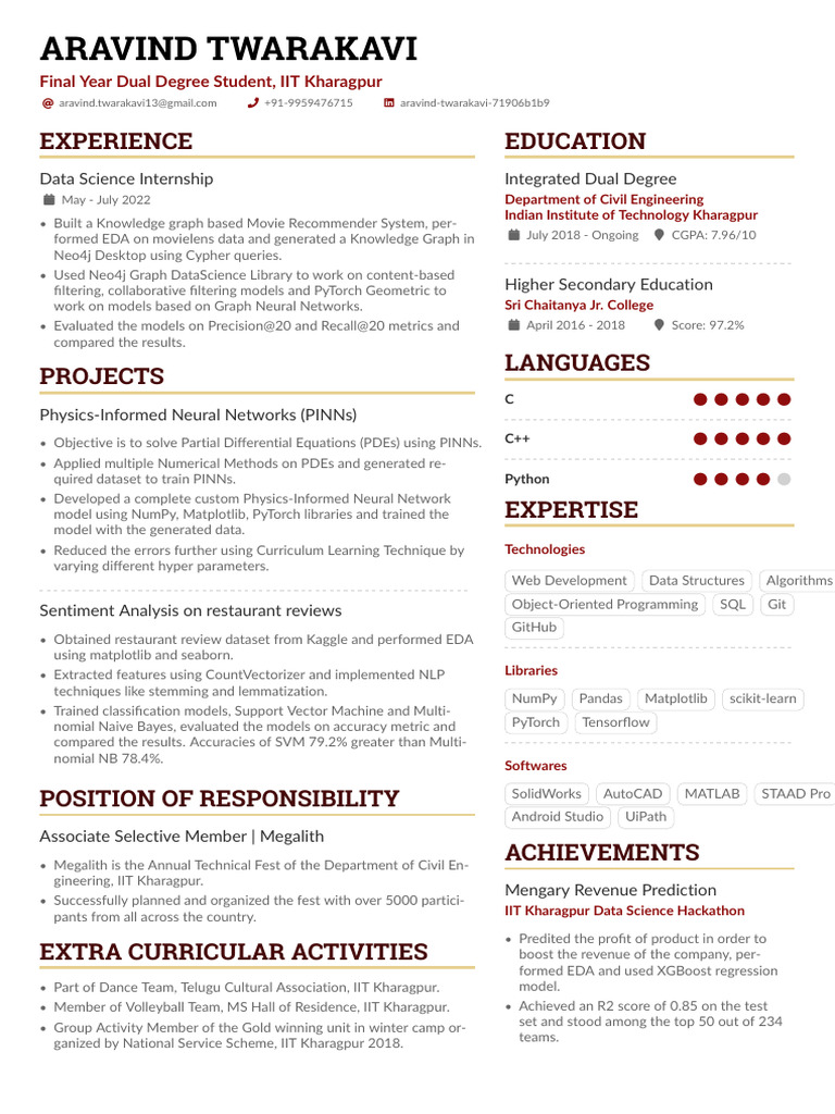 Data Science - Modern - Template - CV | PDF | Partial Differential ...