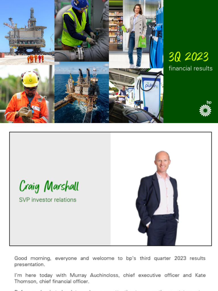 bp-third-quarter-2023-results-presentation-slides-and-script | PDF | Bp | Share Repurchase