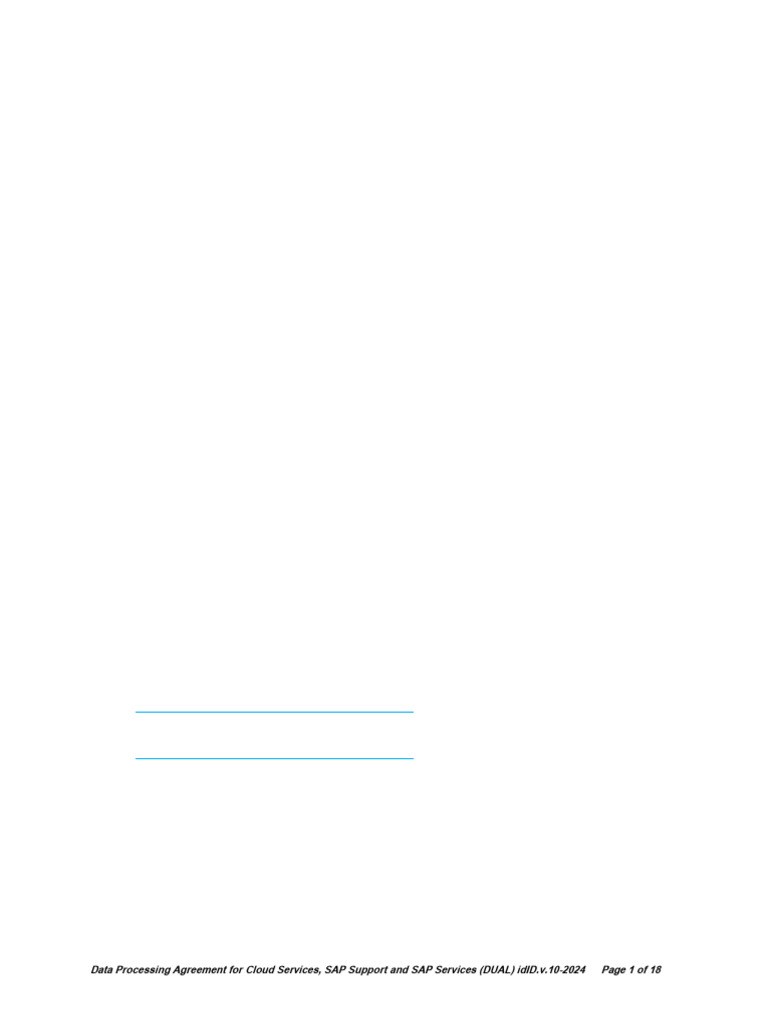 Data Processing Agreement For Cloud Services, SAP Support and SAP ...