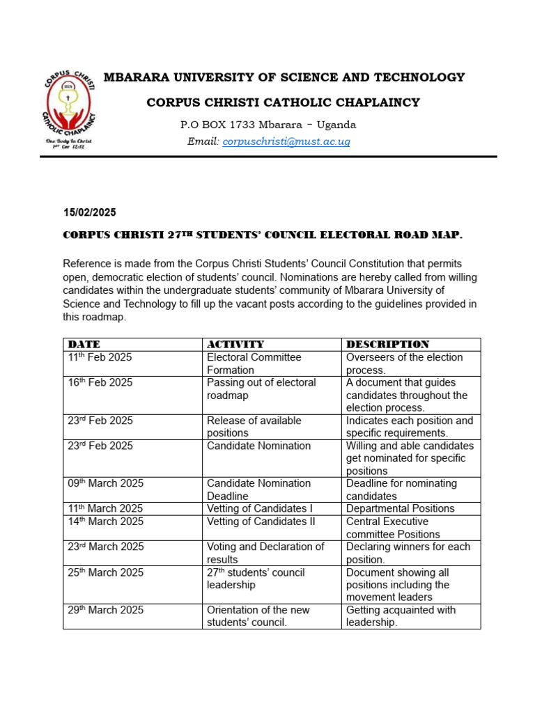 27TH Students' Council Electoral Roadmap | PDF | Elections | Government