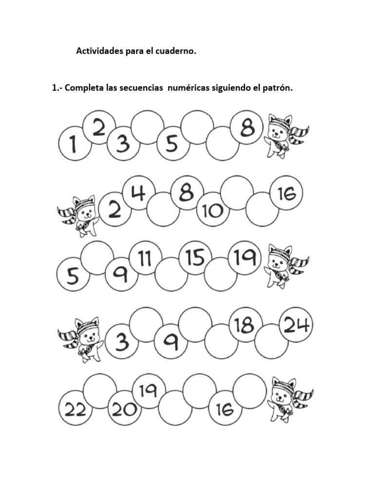 Actividades para El Cuaderno Patrones Numericos | PDF