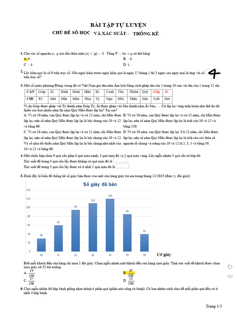 BTTL So Hoc - Xac Suat | PDF