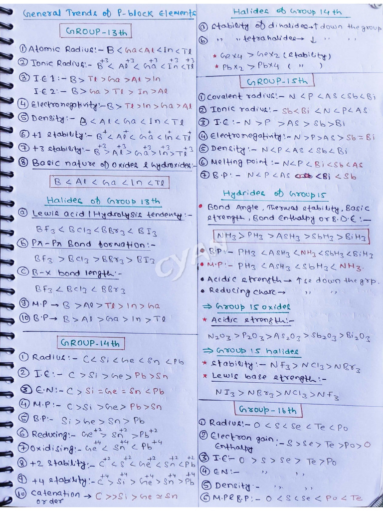 P-Block Elements Trends Overview | PDF | Sets Of Chemical Elements ...