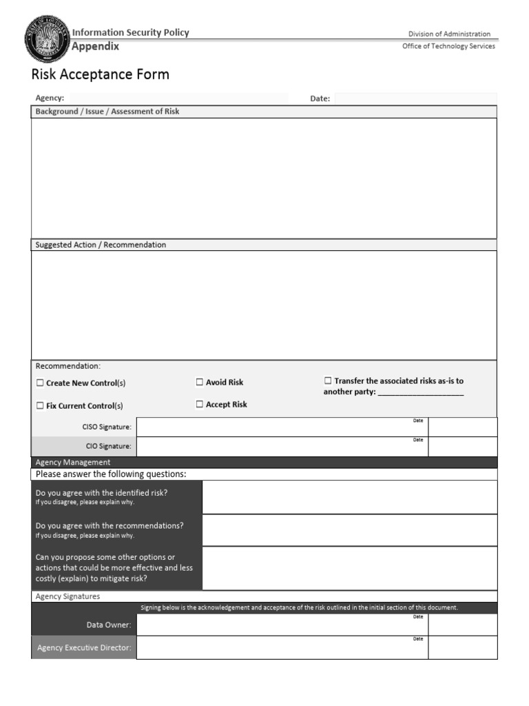 Isp Risk Acceptance Form | PDF
