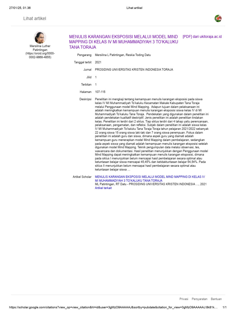 MENULIS KARANGAN EKSPOSISI MELALUI MODEL MIND MAPPING DI KELAS IV MI ...