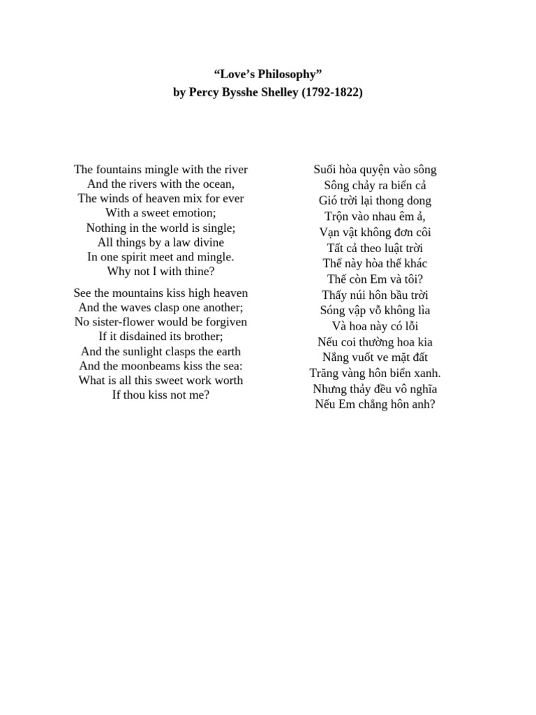 "Love's Philosophy" - Poem | PDF