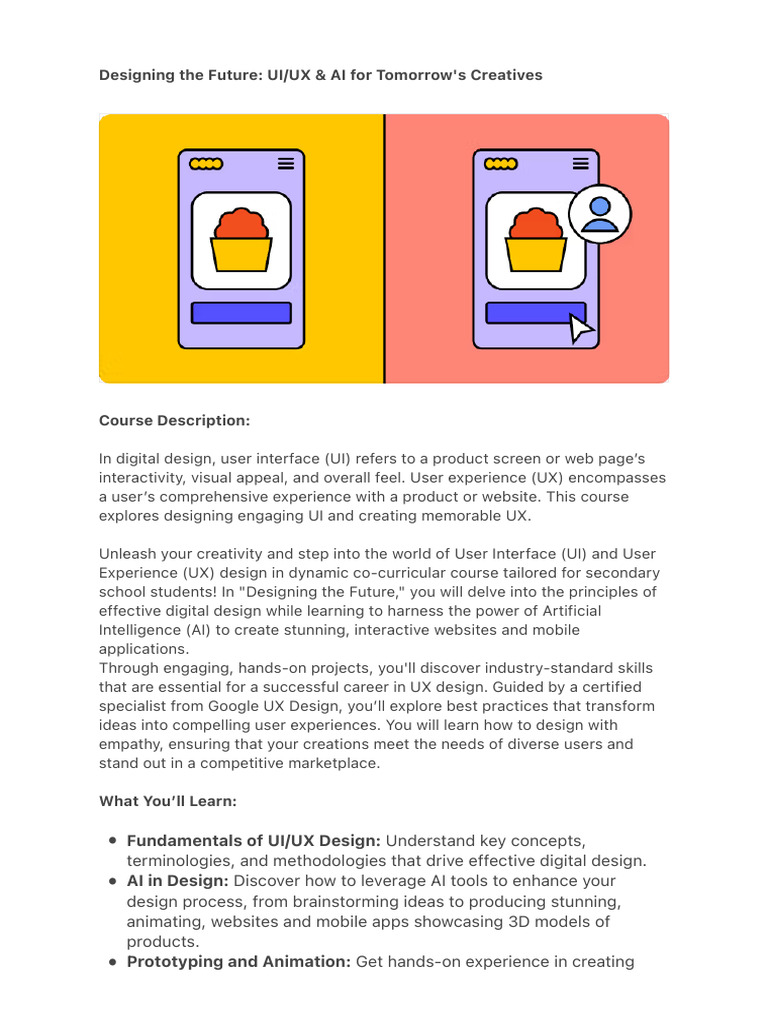 Designing the Future: UI:UX & AI for Tomorrow's Creatives | PDF
