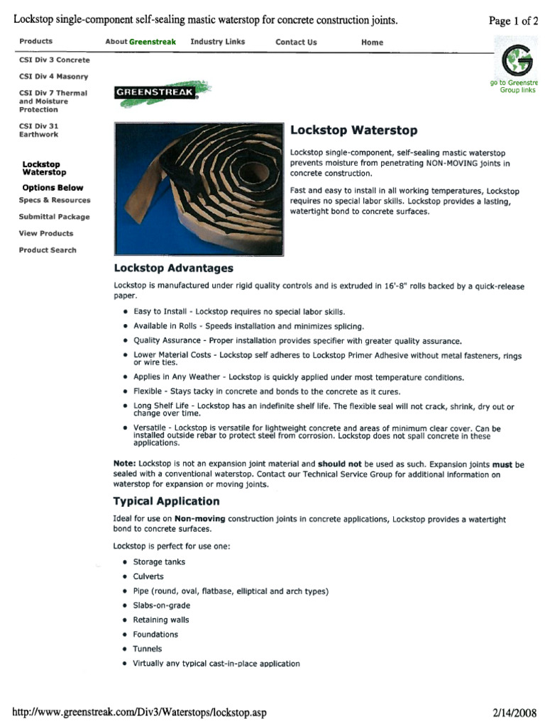 Waterstop Cut Sheets | PDF