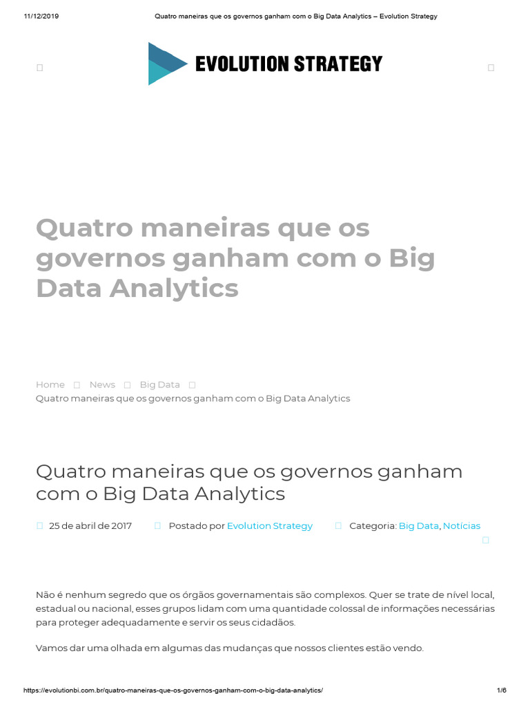Quatro Maneiras Que Os Governos Ganham Com o Big Data Analytics ...