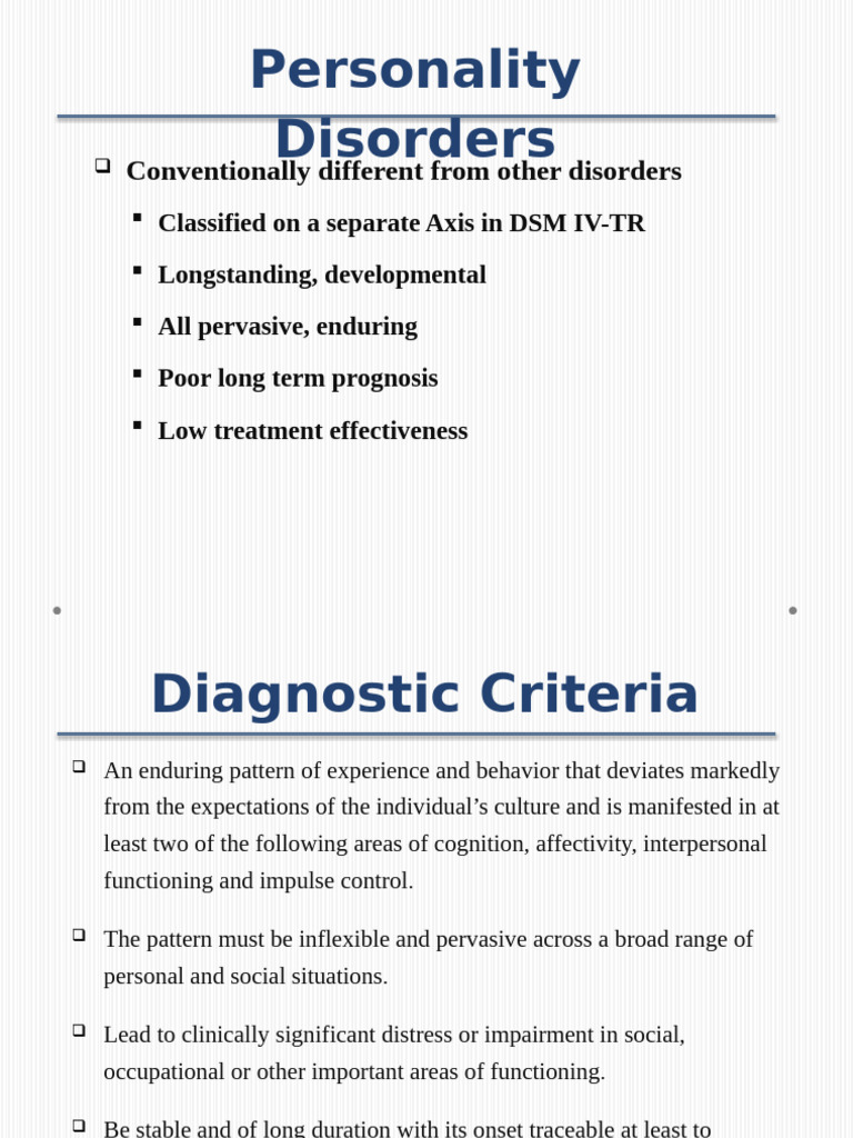 Overview of Personality Disorders | PDF | Personality Disorder | Mental ...