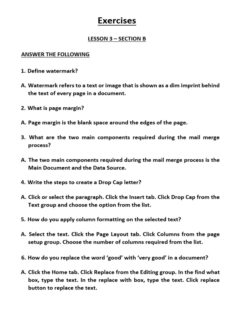 Chapter 3 Exercises | PDF