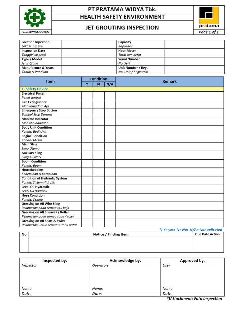 Form19-HSE-XII-2023 Jet Grouting | PDF
