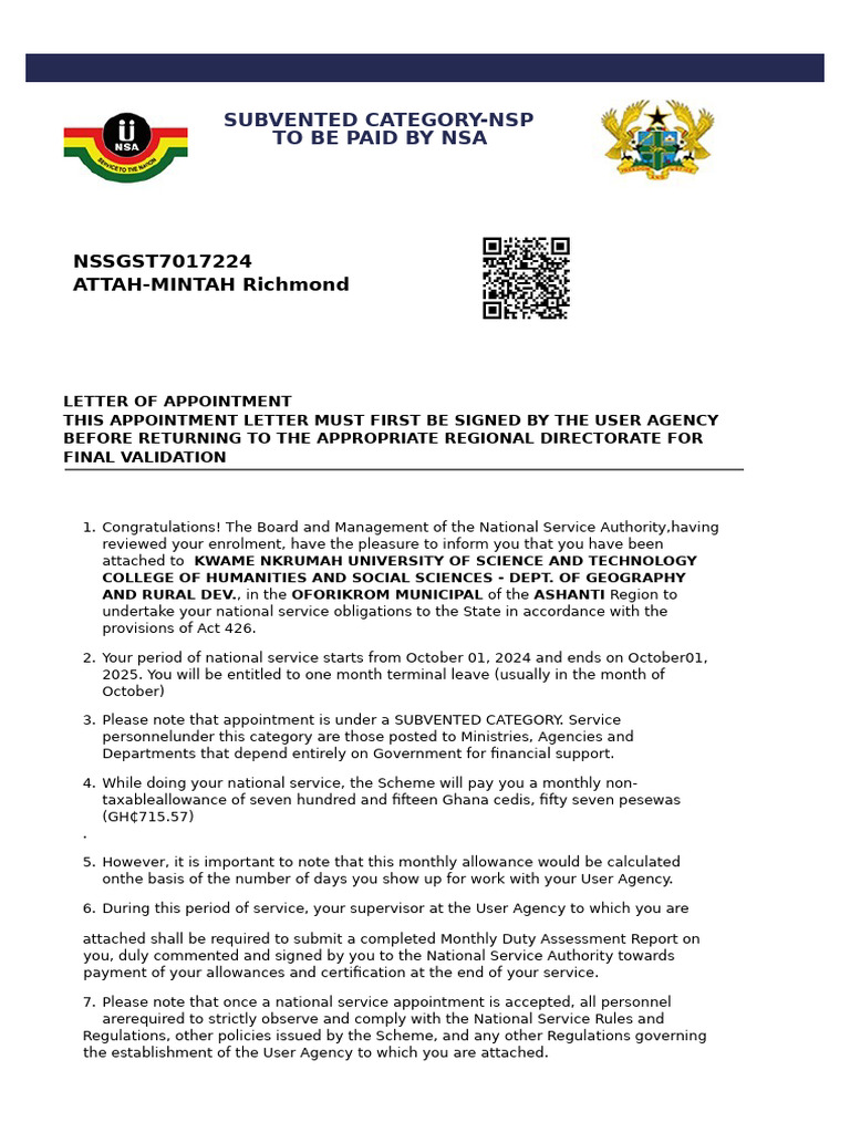 Nssgst7017224 - Kwame Nkrumah University of Science and Technology 2 | PDF