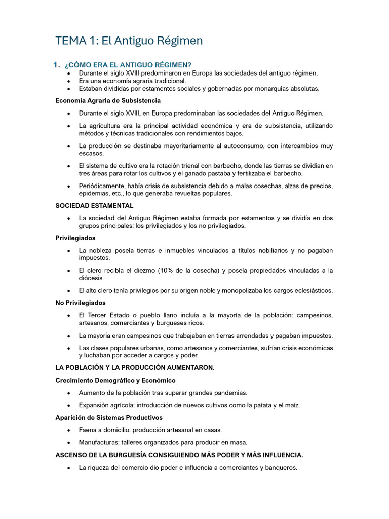 El Antiguo Régimen en Europa: Estructura y Cambio | PDF | Agricultura ...
