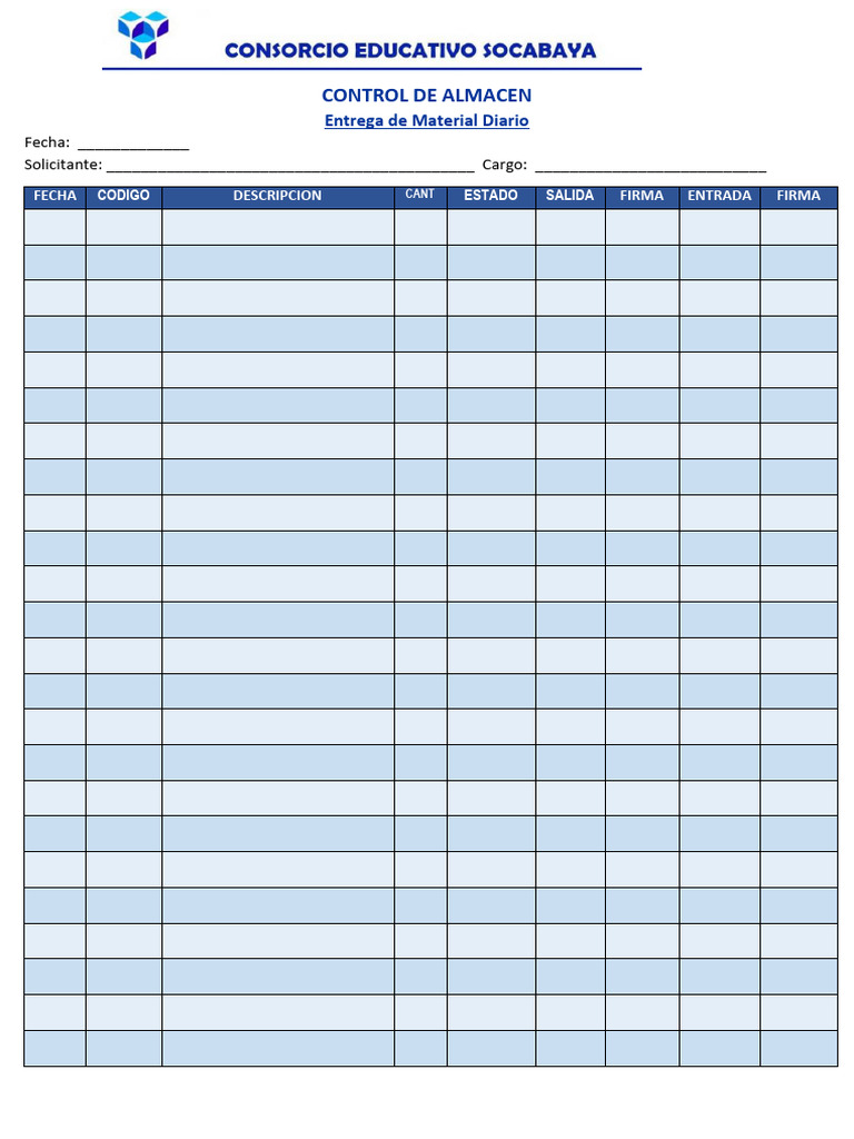 Formato de Almacen para Imprimir | PDF