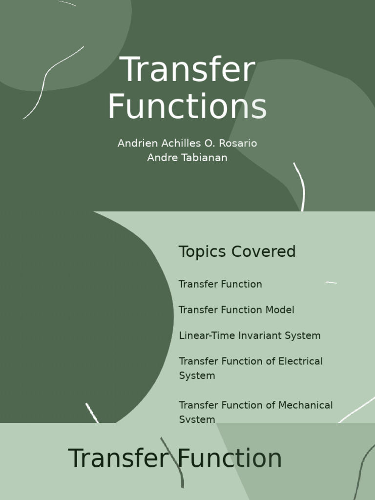 Group 13 Transfer Functions | PDF | Electrical Network | Capacitor