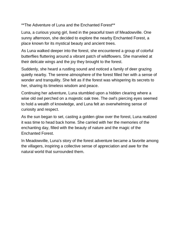 Luna's Enchanted Forest Adventure | PDF