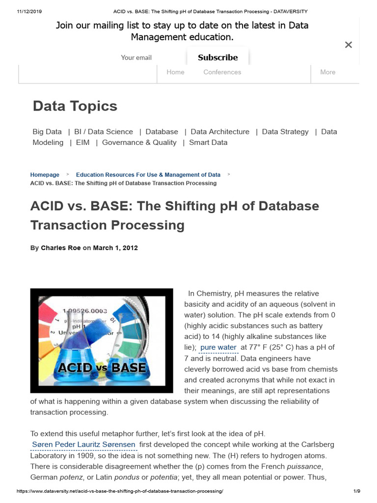 ACID vs. BASE_ The Shifting pH of Database Transaction Processing | PDF | Acid | Ph
